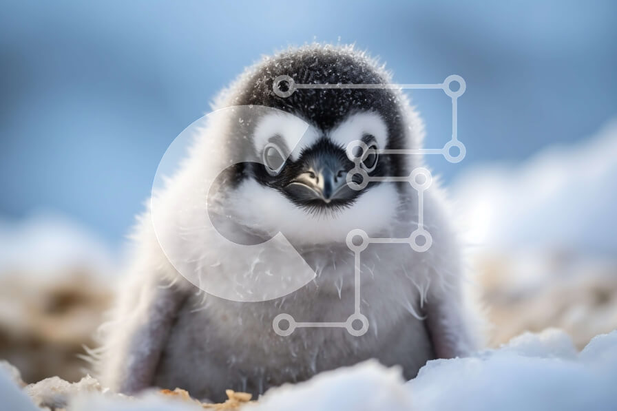 Download Adorable Baby Penguin on Snowy Landscape Stockphotos Online ...
