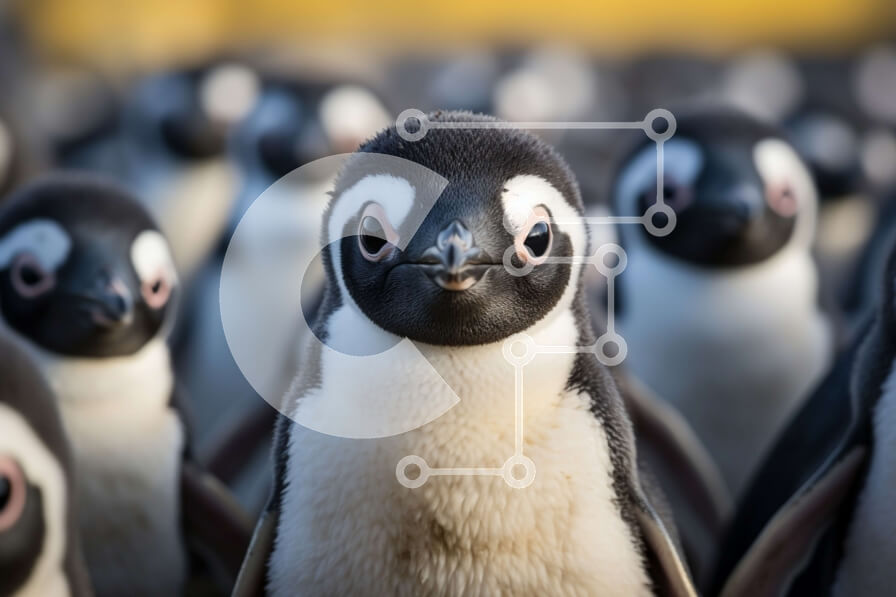 Group of Penguins Standing in a Row stock photo | Creative Fabrica