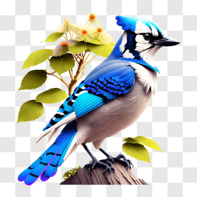 Download Blue Jay Bird with Spread Wings on Tree Branch PNGs Online ...