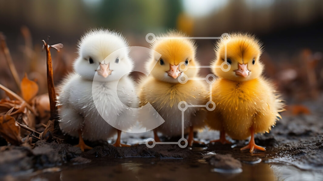 Download Adorable Baby Chickens in a Puddle of Water Stockphotos Online ...