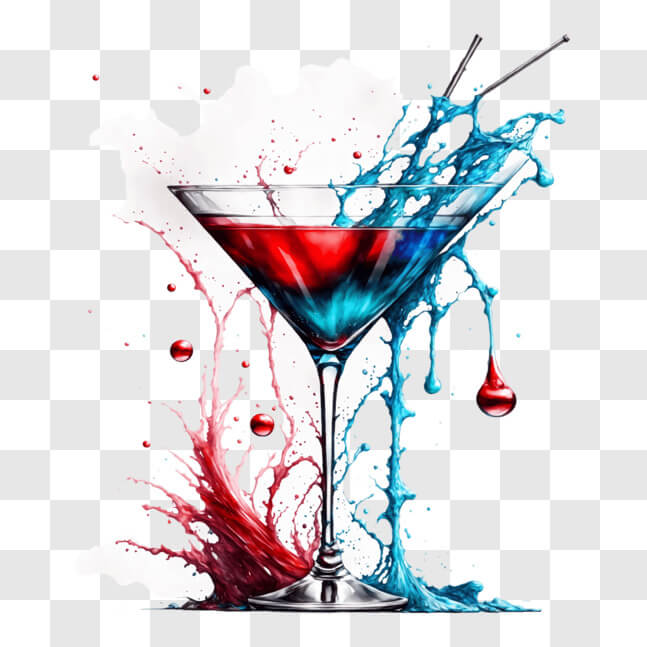 Download Refreshing Red and Blue Cocktail in a Martini Glass PNGs ...