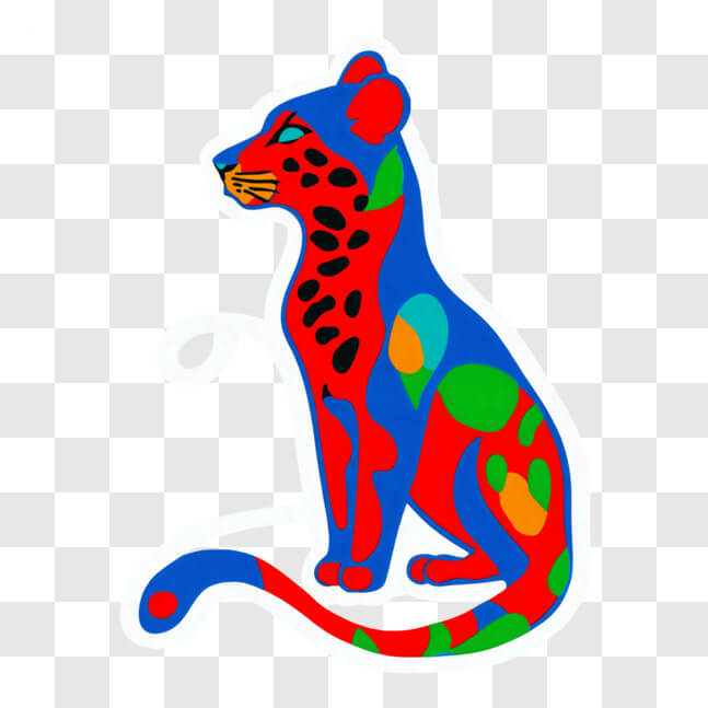 Download Stylized Leopard with Colorful Spots and Stripes PNGs Online ...
