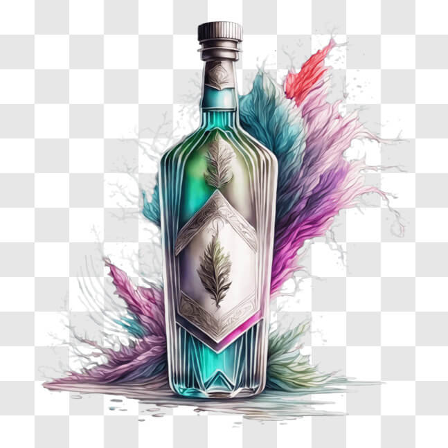 Download Colorful Abstract Design on Glass Gin Bottle PNGs Online ...