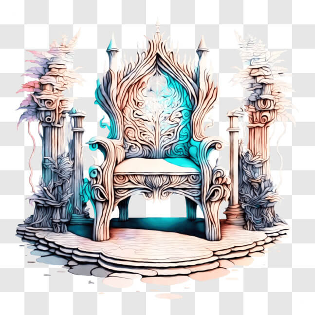 Download Gothic Stone Throne with Lions and Canopy PNGs Online ...