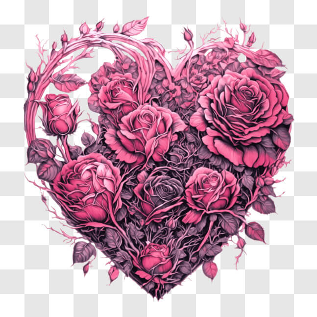 Download Heart made of Pink Roses PNGs Online - Creative Fabrica
