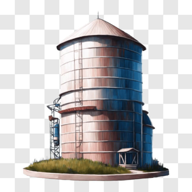 Download Rusted Metal Grain Silo with Ladder in a Rural Area PNGs ...