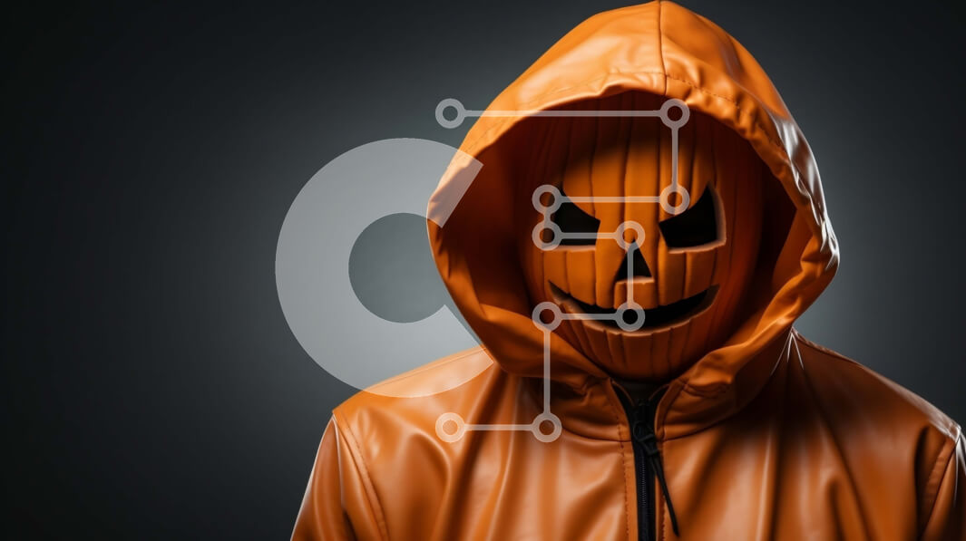 Person in Orange Jack-o'-lantern Raincoat stock photo | Creative Fabrica