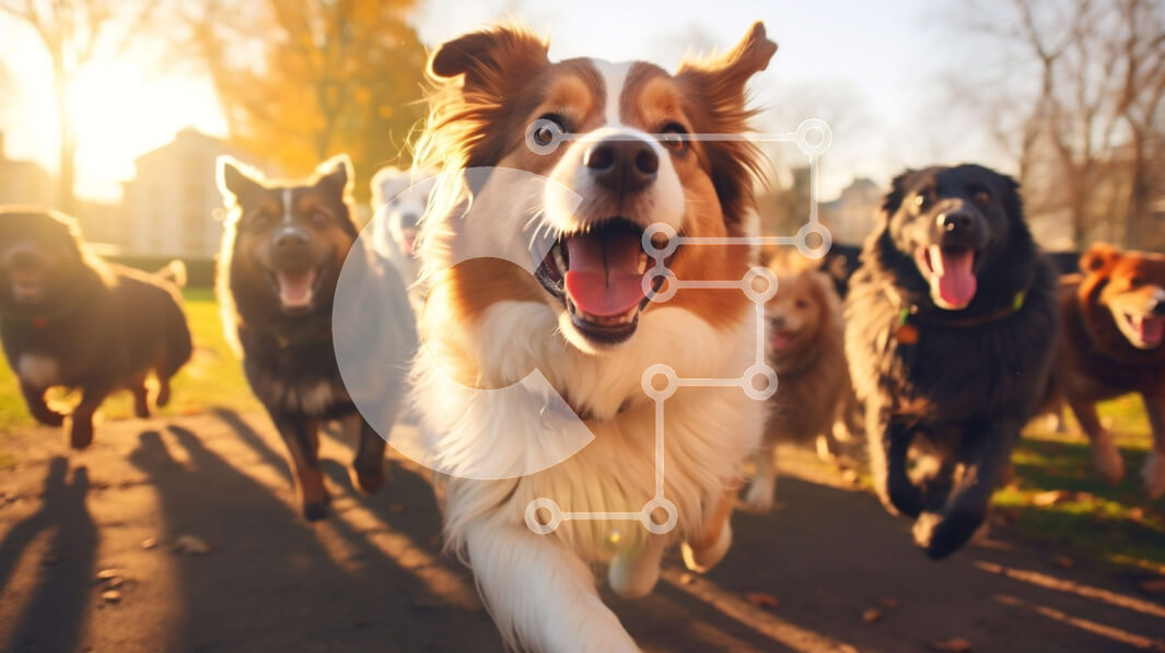 Perros Corriendo Juntos en un Parque fotos de archivo | Creative Fabrica