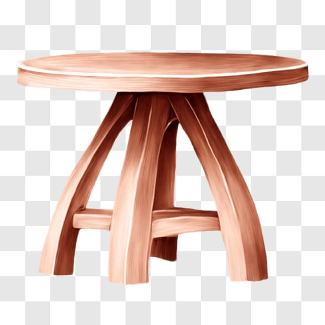 Download Round Wooden Table with Four Legs PNGs Online - Creative Fabrica