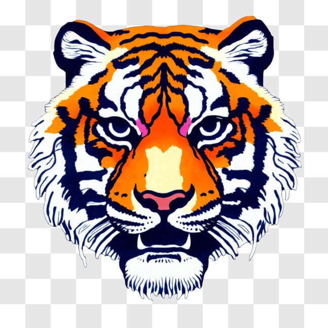Download Fierce Tiger Head with Striking Orange and Black Stripes PNGs ...