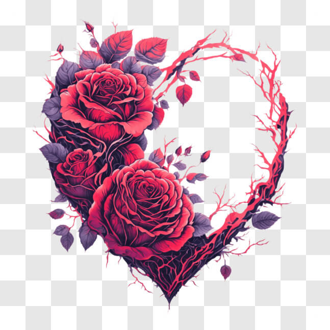 Download Heart Made of Pink Roses on Black Background PNGs Online ...