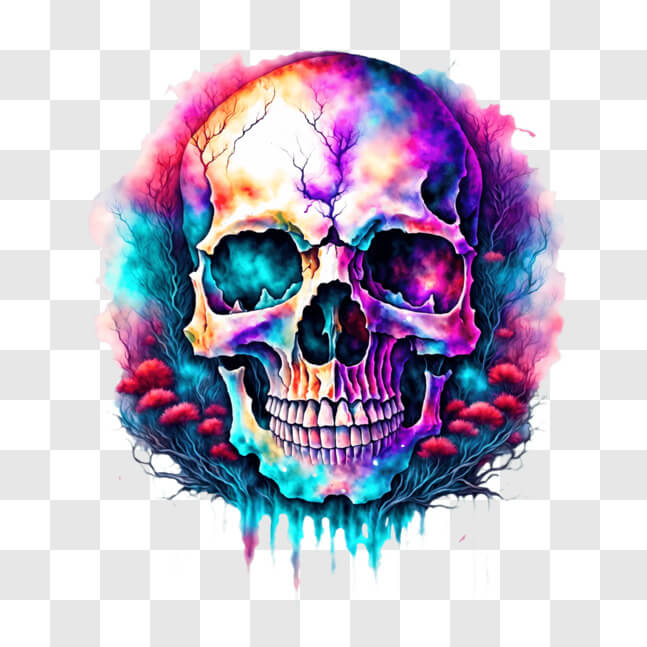 Download Colorful Psychedelic Skull with Neon Colors PNGs Online ...