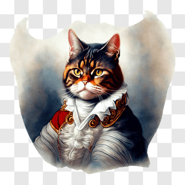 Download Medieval Cat with Crown and Collar PNGs Online - Creative Fabrica
