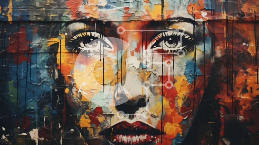 Download Vibrant Mural of Woman's Face on Building Wall Stockphotos ...