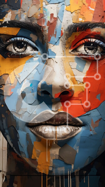 Chaos and Disarray: Woman with Colorful Paint on Her Face stock photo ...
