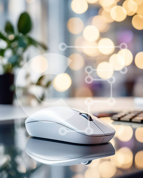 Download Witte Muis op Zwarte Bureau met Computerscherm Stockfoto's ...