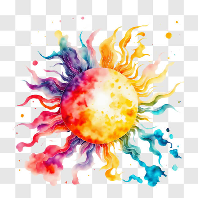 Download Colorful Stylized Sun Watercolor Splash Background PNGs Online ...