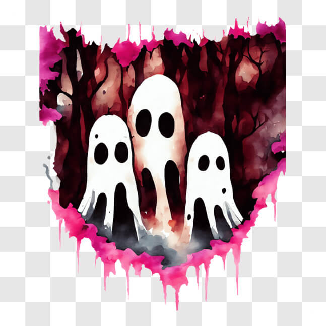 Download Cute Ghosts in a Heart Frame PNGs Online - Creative Fabrica