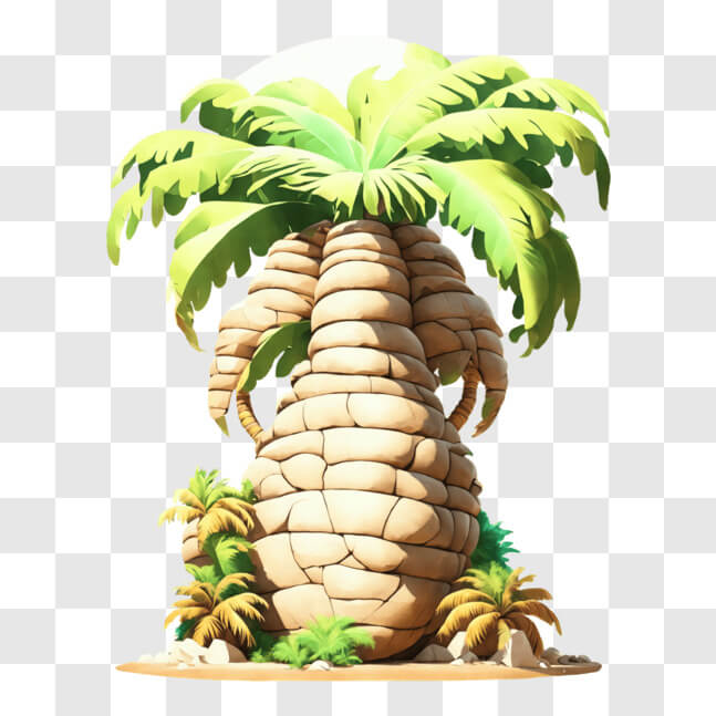 Download Colorful Cartoon Palm Tree on a Tropical Island PNGs Online ...