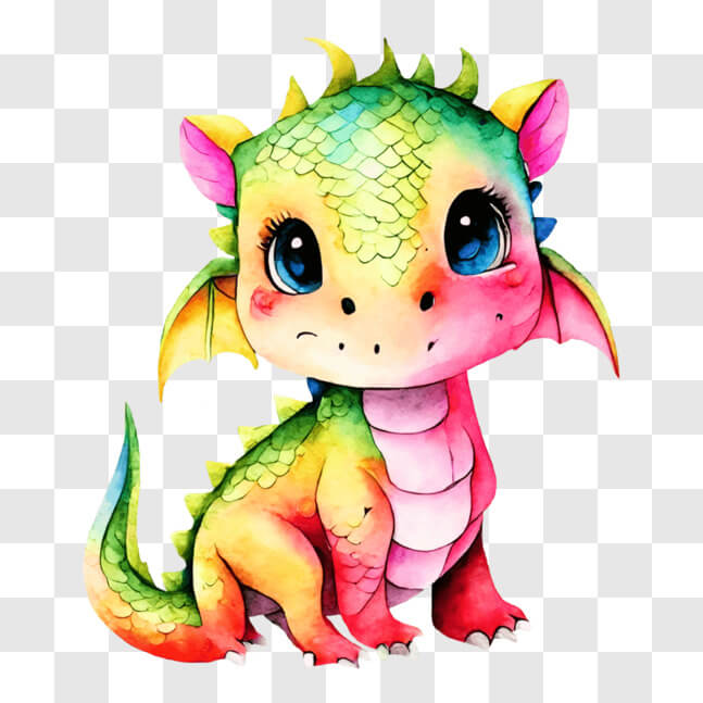 Download Colorful Baby Dragon with Big Blue Eyes PNGs Online - Creative ...