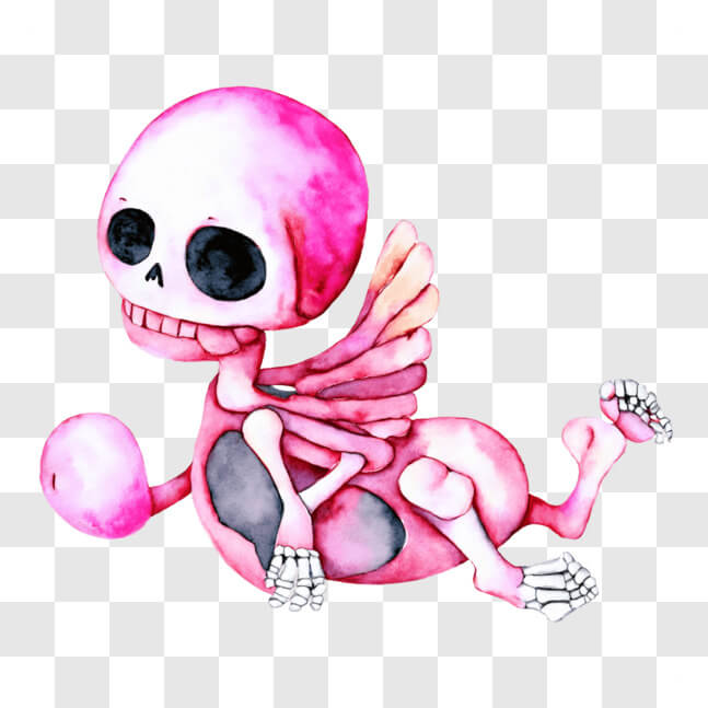 Download Pink Winged Skeleton Playing with Orange Ball PNGs Online ...