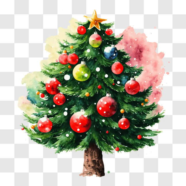 Download Colorful Watercolor Christmas Tree Decoration PNGs Online ...
