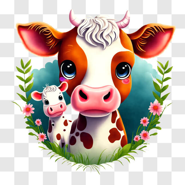 Download Two Cows with Flowers in a Farm or Zoo PNGs Online - Creative ...