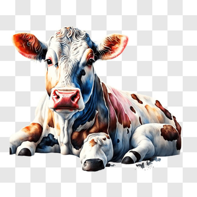Descarga Vaca pintada y colorida acostada PNGs En Línea - Creative Fabrica