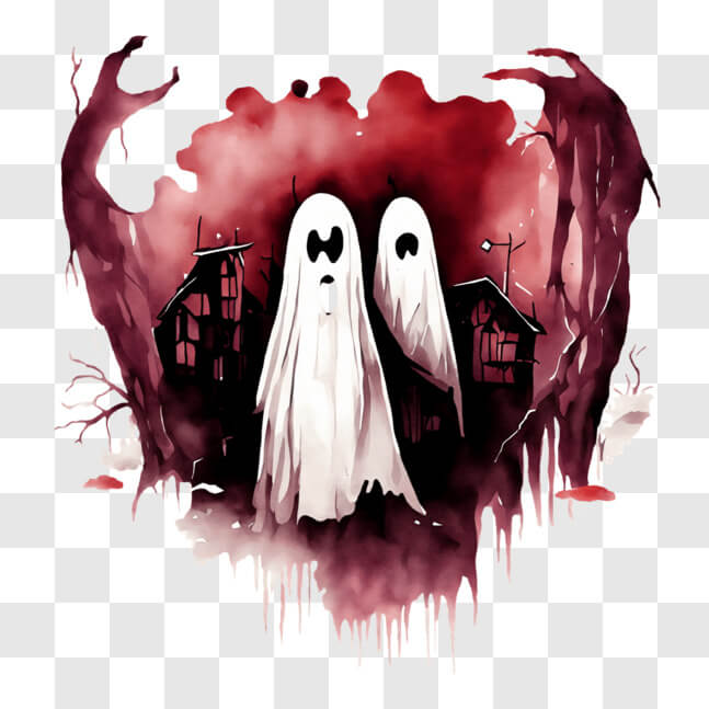Download Spooky Halloween Ghosts with Heart-Shaped Background PNGs ...