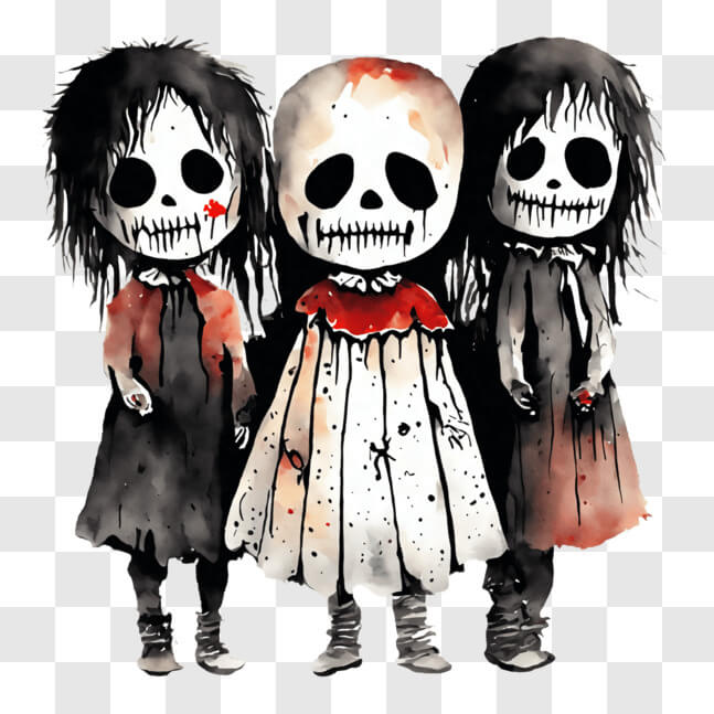 Download Spooky Skeleton Dolls with Blood on Face and Skulls in ...