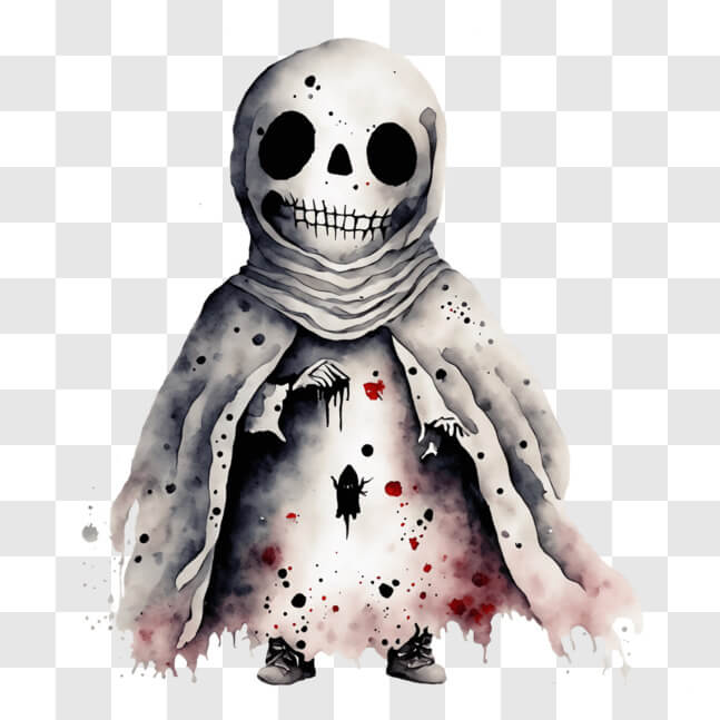 Download Horror Skeleton with Blood-Splattered Clothes and Open Wound ...