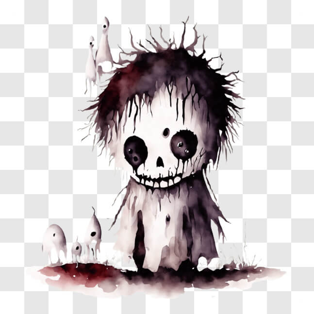Download Scary Skeleton Surrounded by Zombies and Creepy Creatures PNGs ...