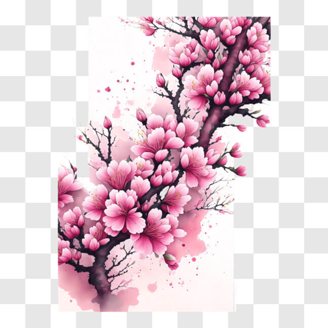 Download Pink Blossoming Cherry Tree Abstract Painting PNGs Online ...