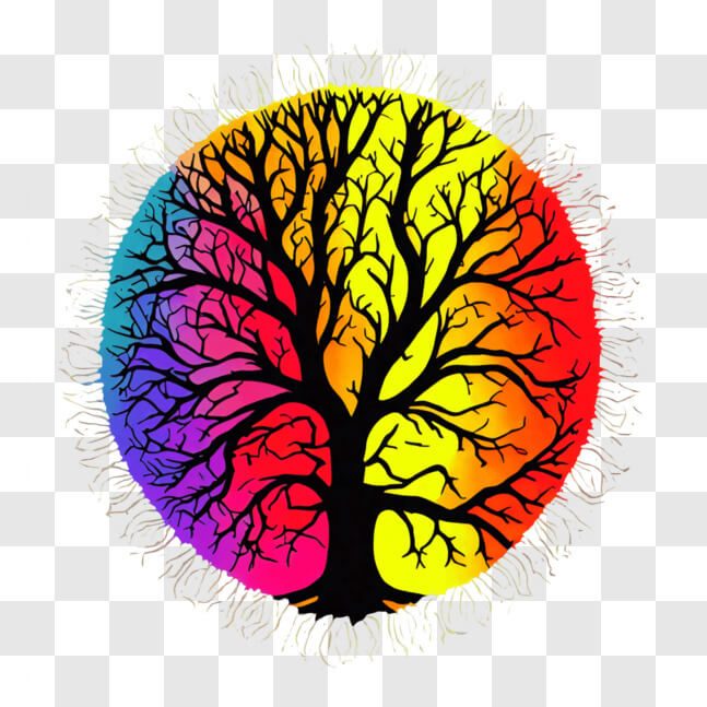 Download Colorful Upside-Down Circle Tree PNGs Online - Creative Fabrica