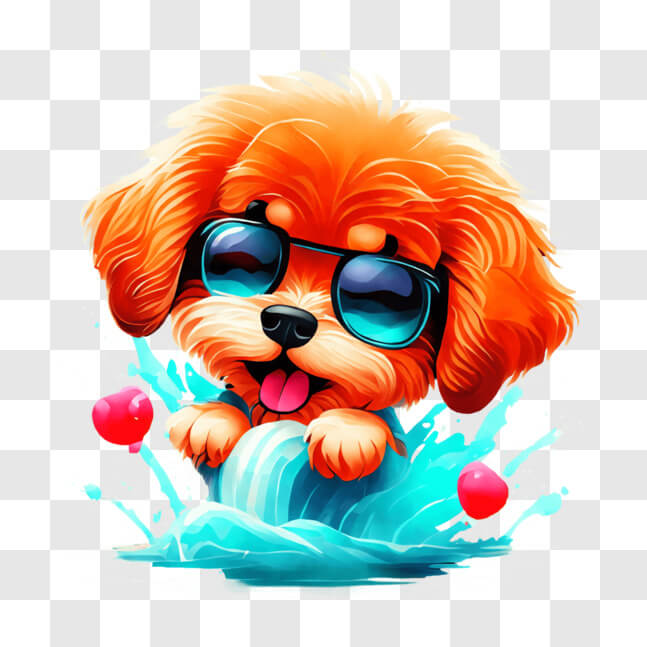 Download Cartoon Dog Splashing in Water with Sunglasses PNGs Online ...