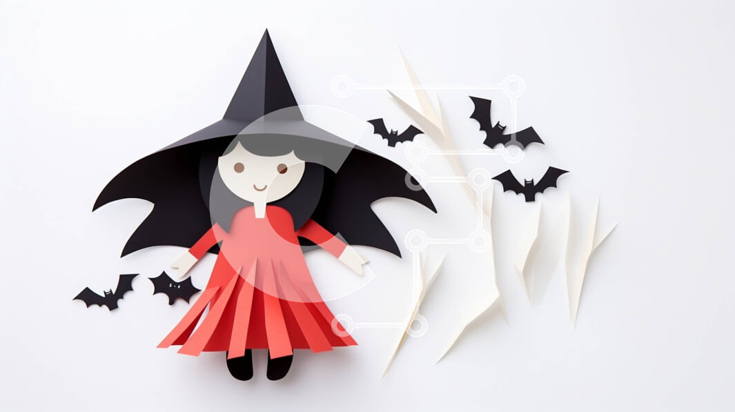 Download Paper Cut-out Witch with Bats Stockphotos Online - Creative ...