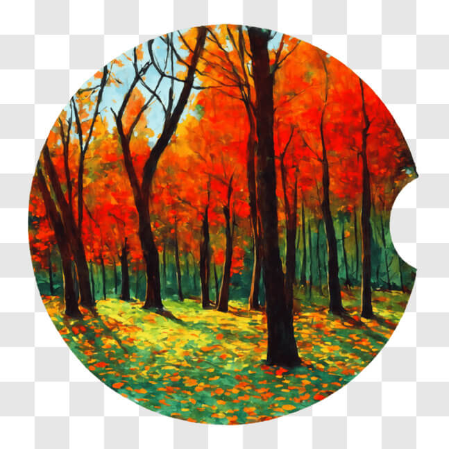 Download Autumn Forest Landscape Painting with Fall Colors PNGs Online ...