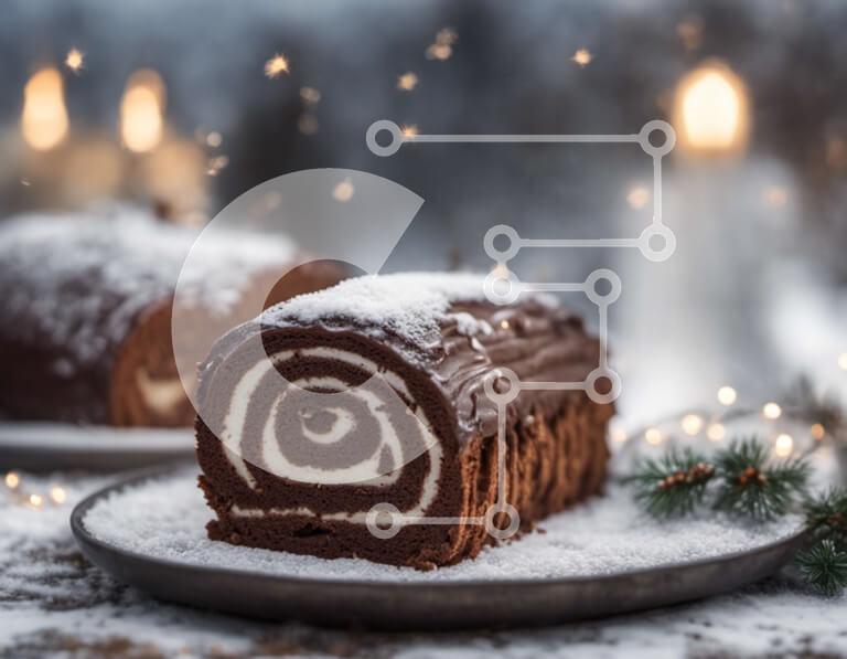 Download Chocolate Roland Cake with Snow and Candles Stockphotos Online ...