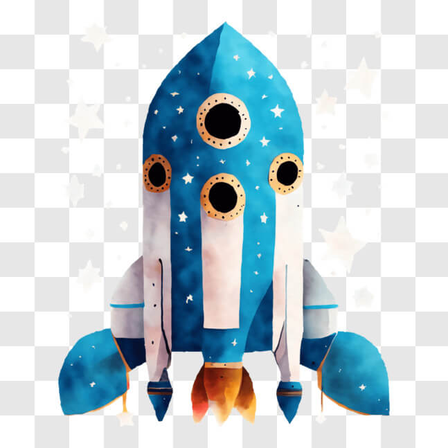 Download Blue and White Rocket Ship with Stars in Background PNGs ...