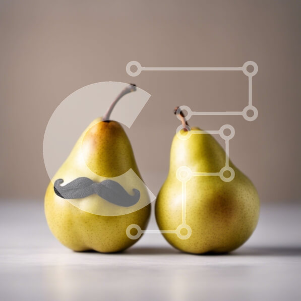Funny Food Photography - Two Pears with Mustaches stock photo ...