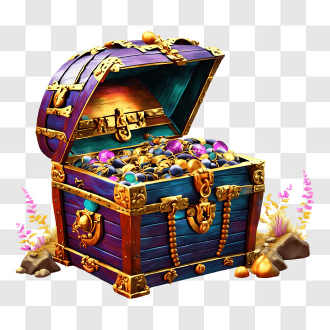 Download Treasure Chest Filled with Colorful Gems and Jewels PNGs ...