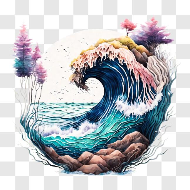 Download Powerful Wave Breaking on the Shore with Tidal Waves PNGs ...