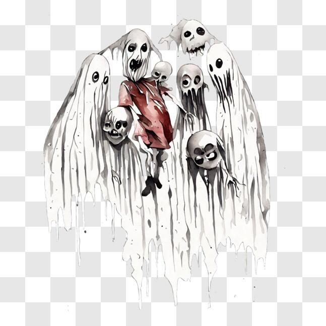 Download Person Surrounded by Ghosts and Skulls PNGs Online - Creative ...