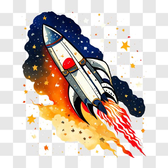 Download Colorful Rocket Ship Flying Through Space PNGs Online ...