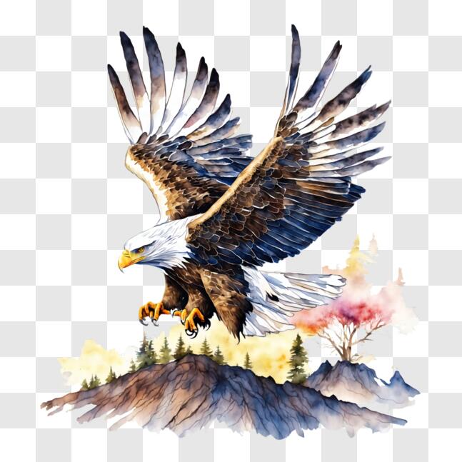 Download Watercolor Painting of an Eagle in Flight PNGs Online ...