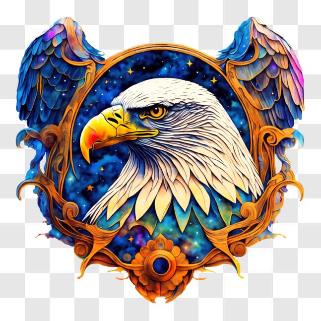 Download Abstract painting of an eagle's head in a circular frame with ...