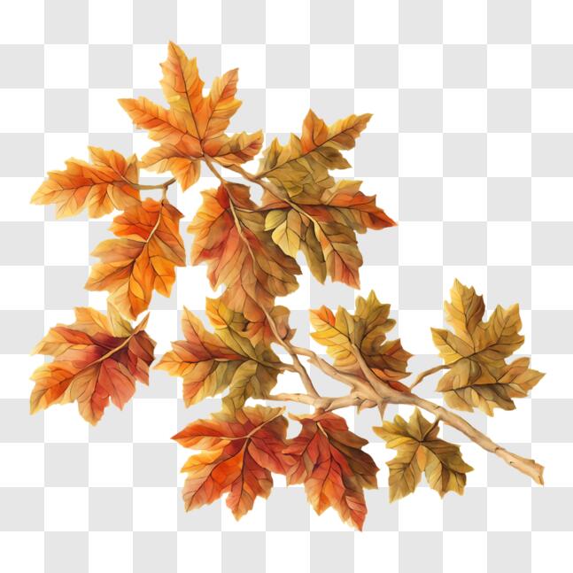 Download Maple Leaves Branch in Fall Colors PNGs Online - Creative Fabrica