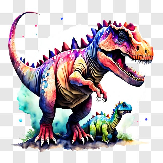 Download Colorful T-Rex and Trilobite Dinosaurs Standing Together PNGs ...