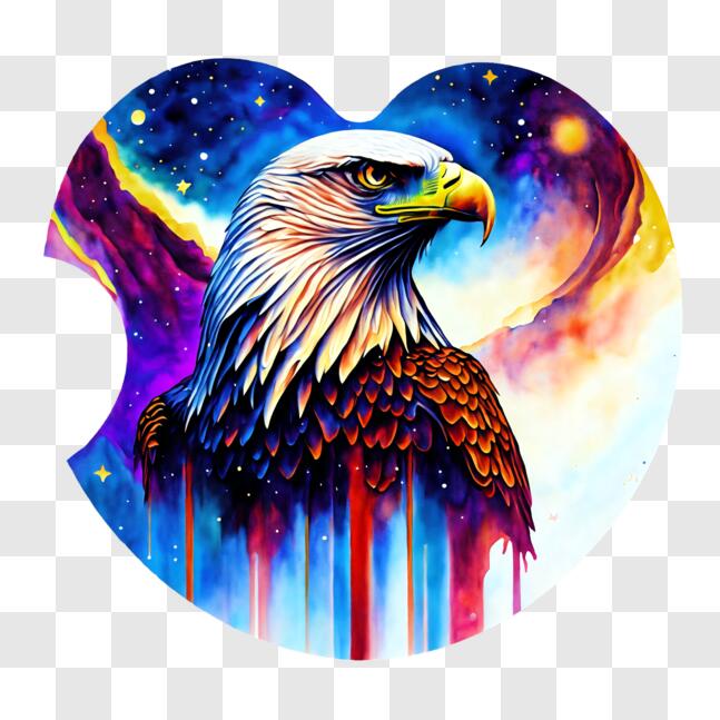 Download Colorful Heart-shaped Coaster with Eagle's Head Design PNGs ...