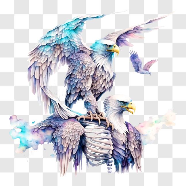 Download Birds of Paradise - Two Eagles Perched with Wings Spread Out ...